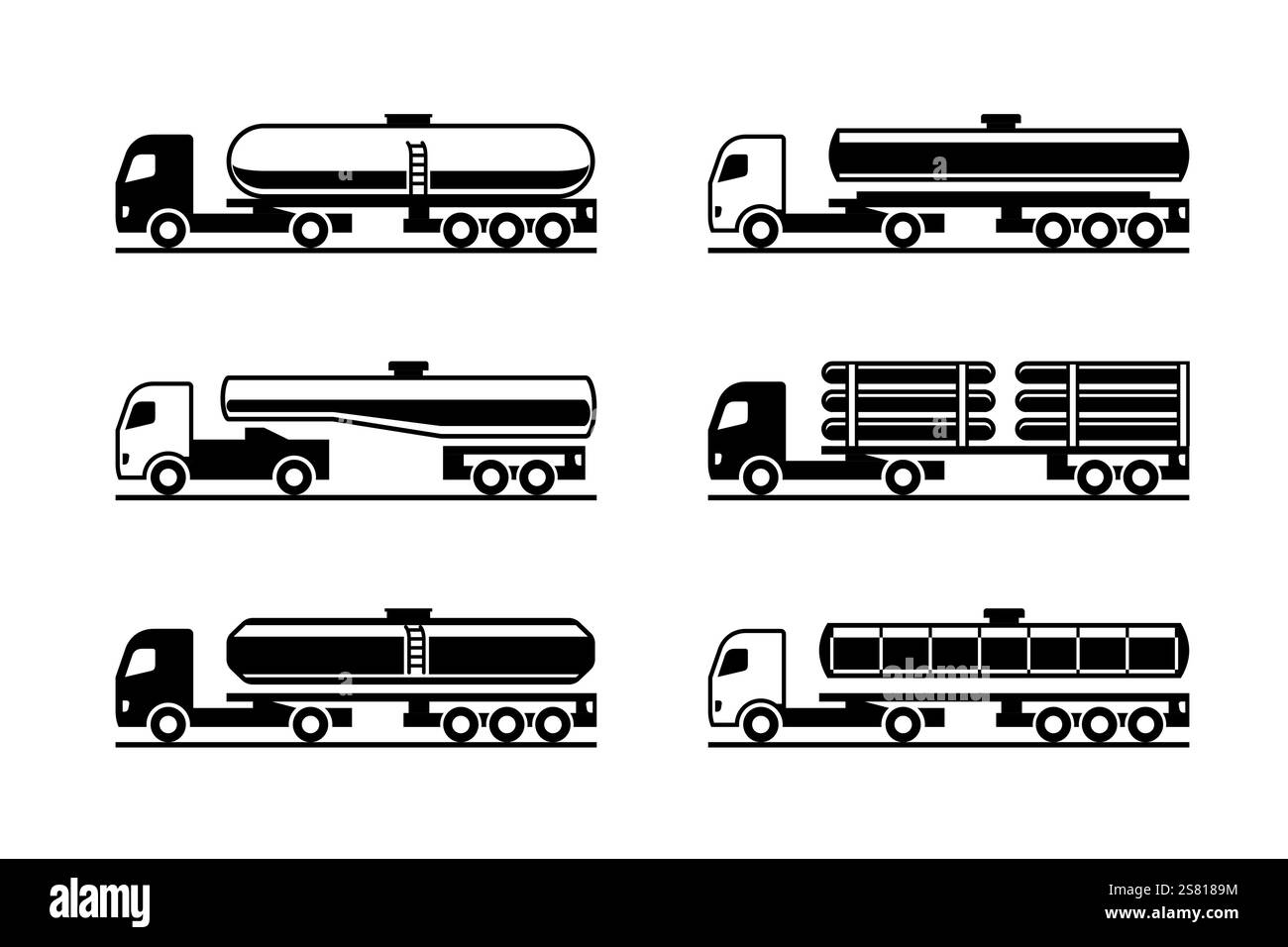 Different cargo tanker trucks - vector illustration Stock Vector Image ...