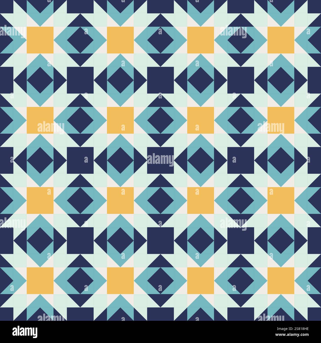 Geometric pattern with blue and yellow accents, seamless repeating ...