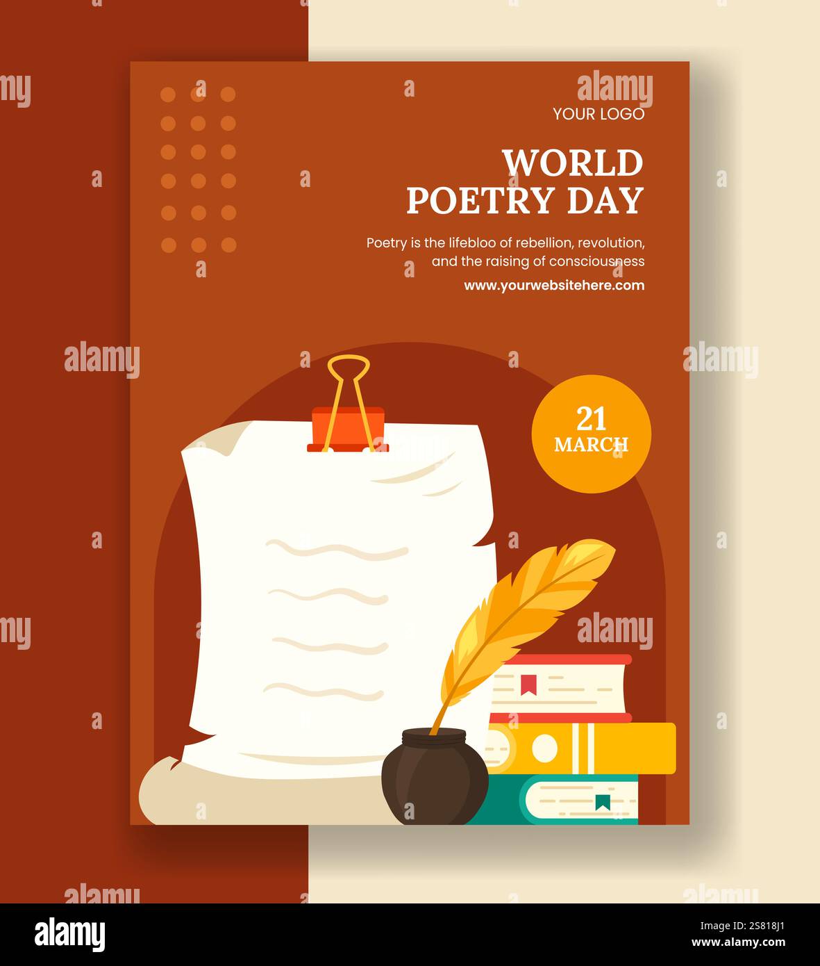 Flat Cartoon Illustration for World Poetry Day Social Media Vertical ...