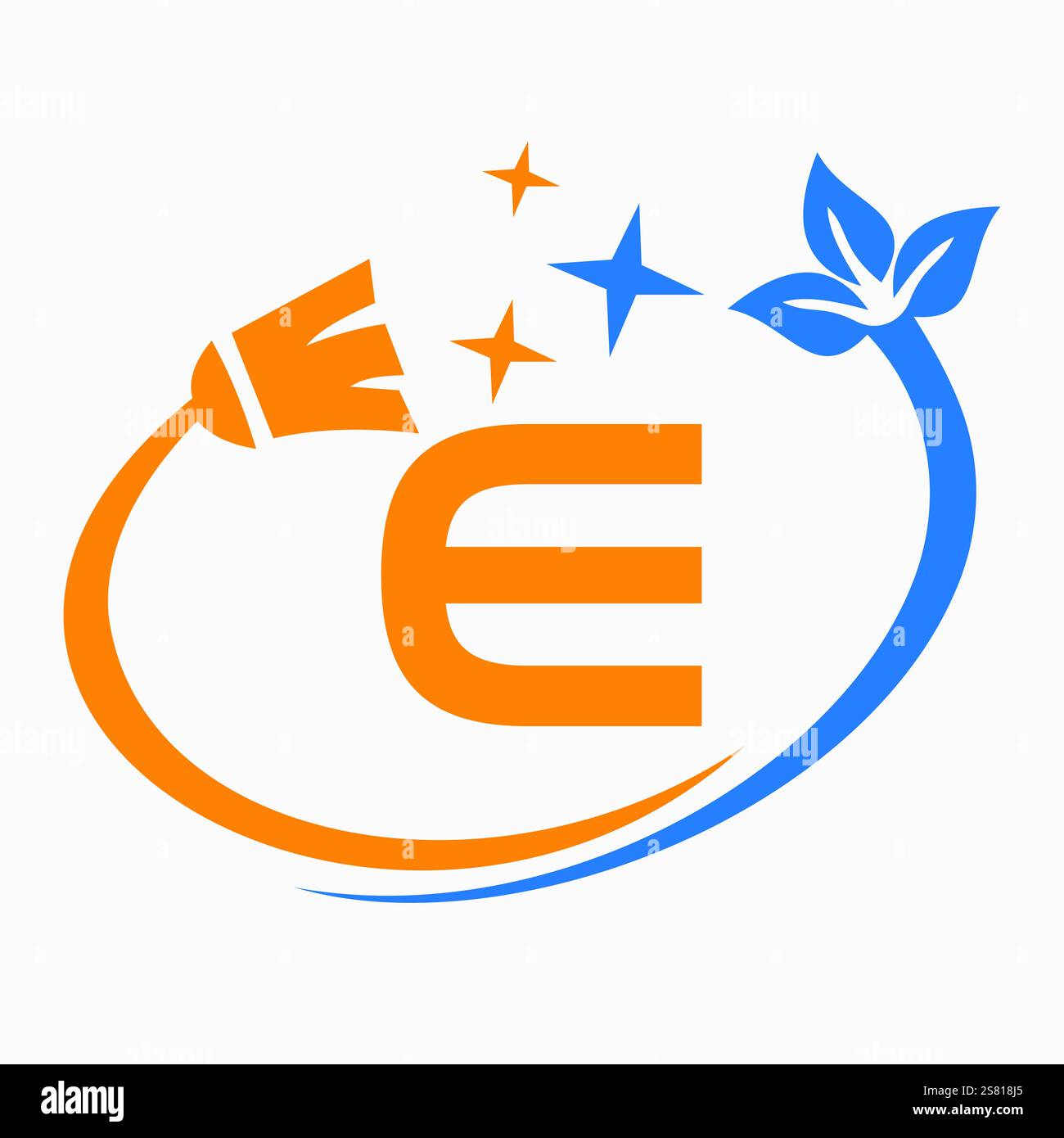 Monogram Letter E Clean Symbol Concept With Cleaning Brush Icon Vector ...