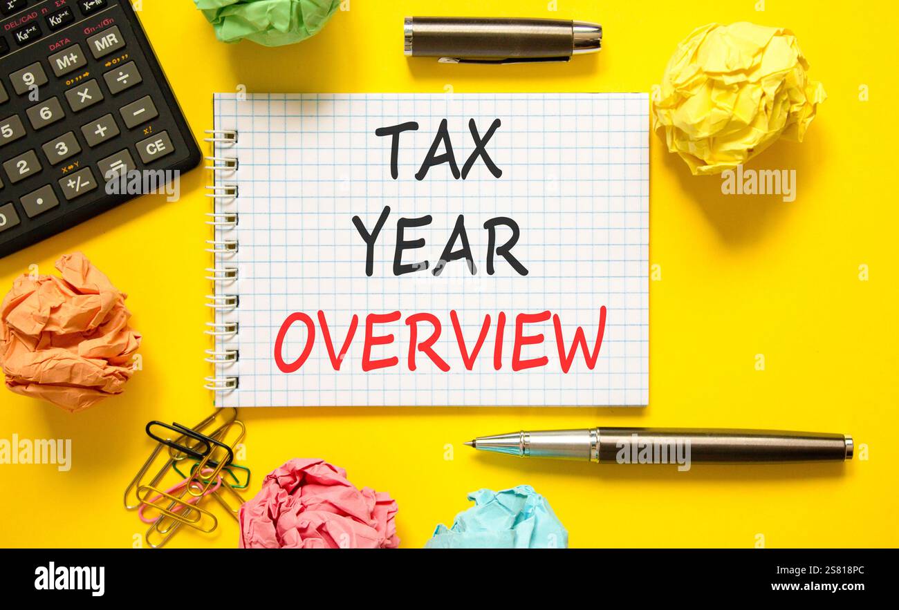 Tax year overview symbol. Concept words Tax year overview on beautiful ...