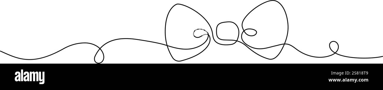 Bow tie one continuous line drawing abstract black and white minimal ...