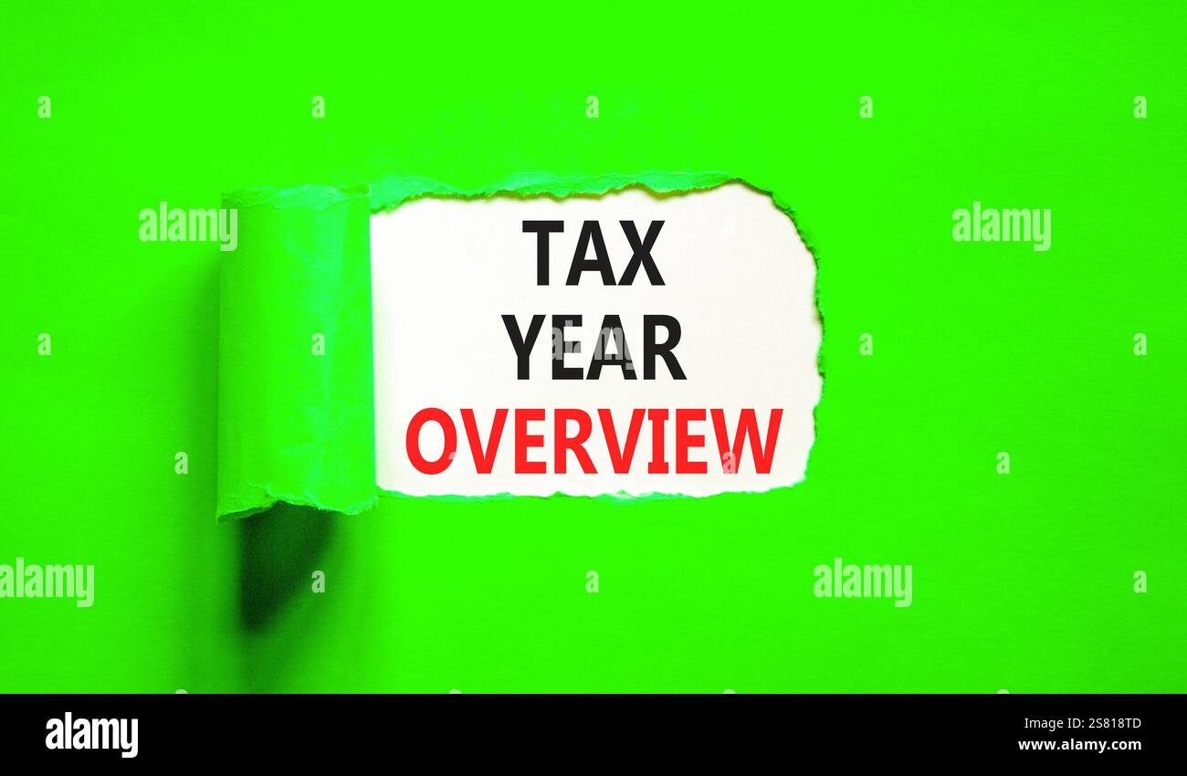 Tax year overview symbol. Concept words Tax year overview on beautiful ...