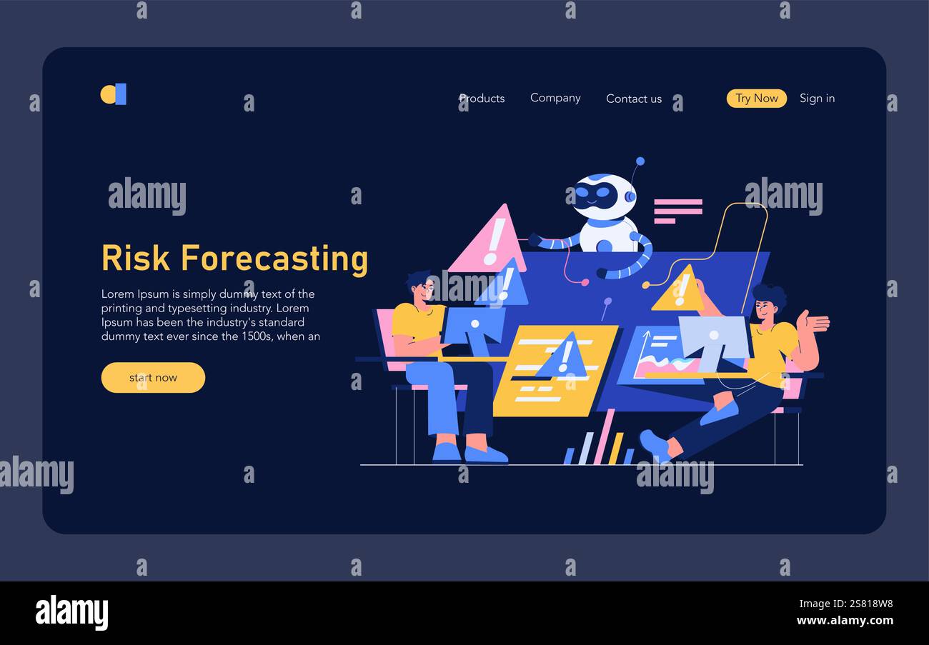 Risk Forecasting concept. Vector illustration of a person analyzing ...