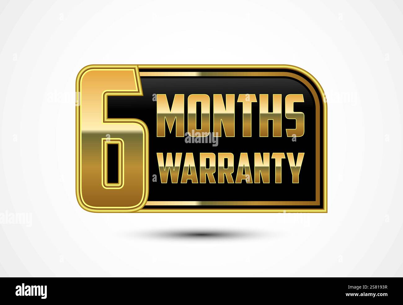 Luxury 6 months warranty label, badge, icon with gold and black color ...