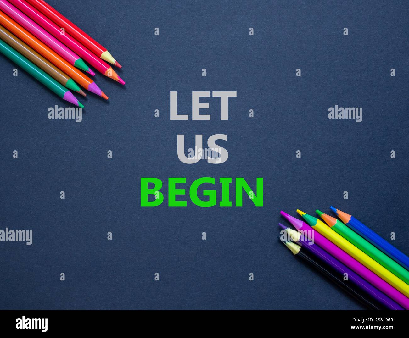 Let us begin symbol. Concept words Let us begin on beautiful grey paper ...