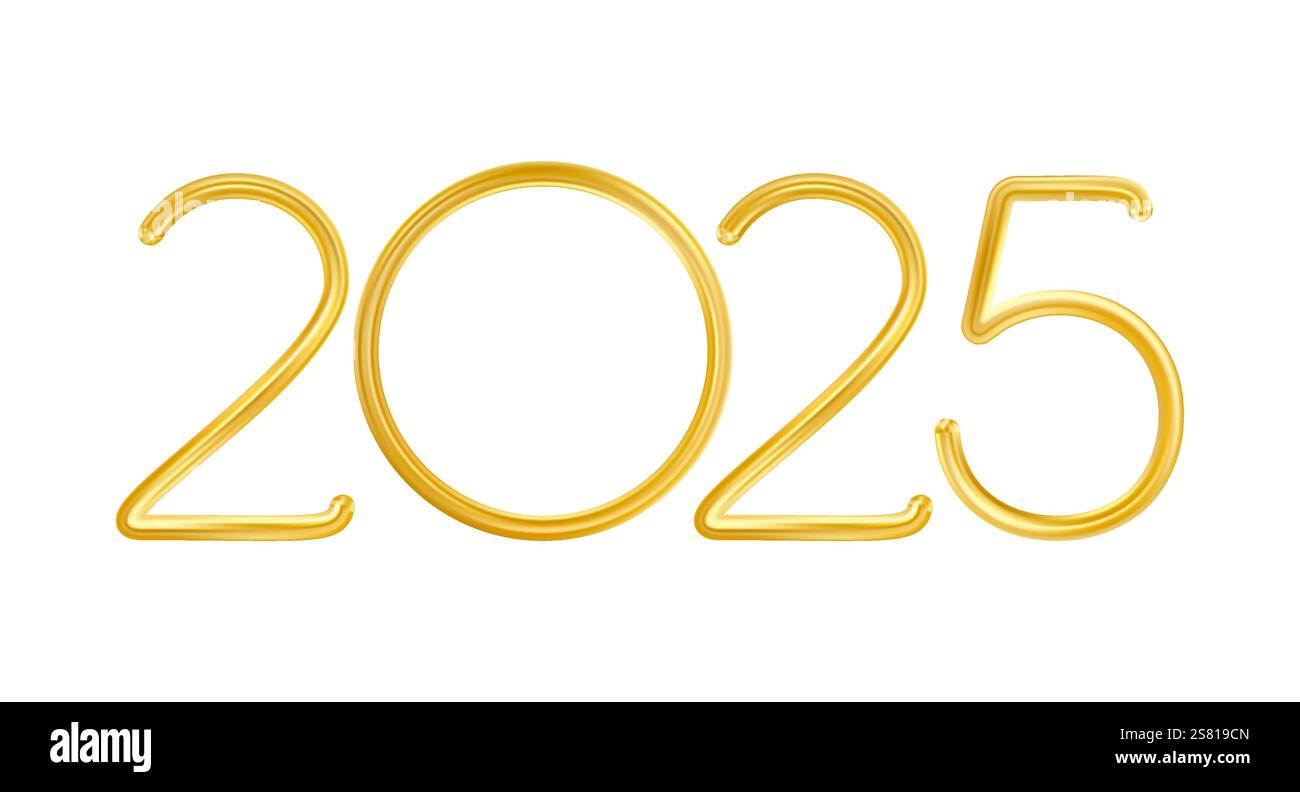 2025 Gold Thin Realistic New Year Number Stock Vector Image & Art - Alamy