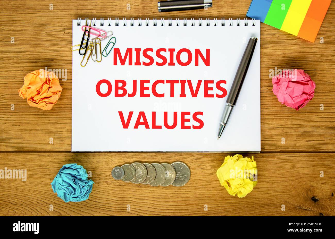 Mission objectives values symbol. Concept words Mission Objectives ...