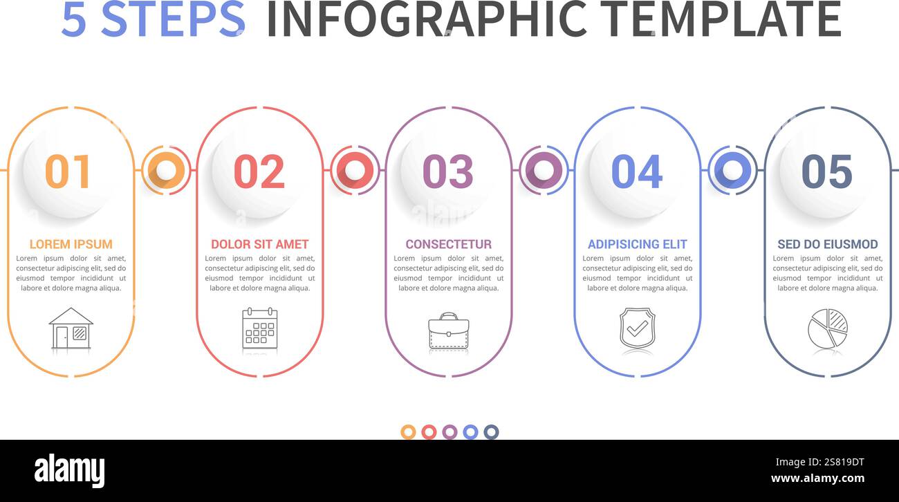 Infographic template with five steps or options, workflow, process ...