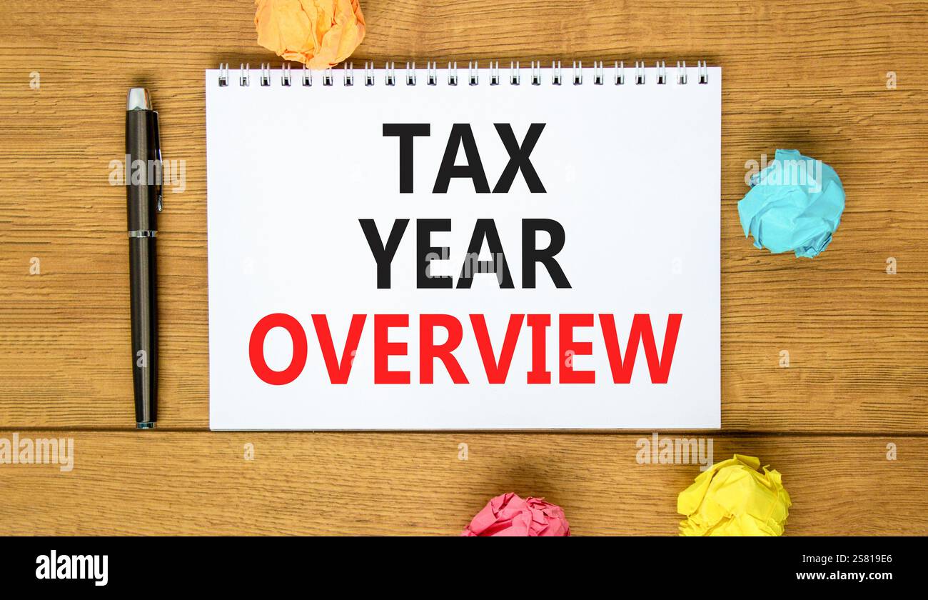 Tax year overview symbol. Concept words Tax year overview on beautiful ...