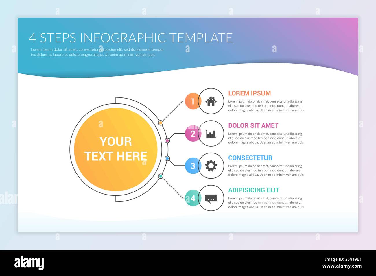 Infographic template with four steps or options, workflow, process ...