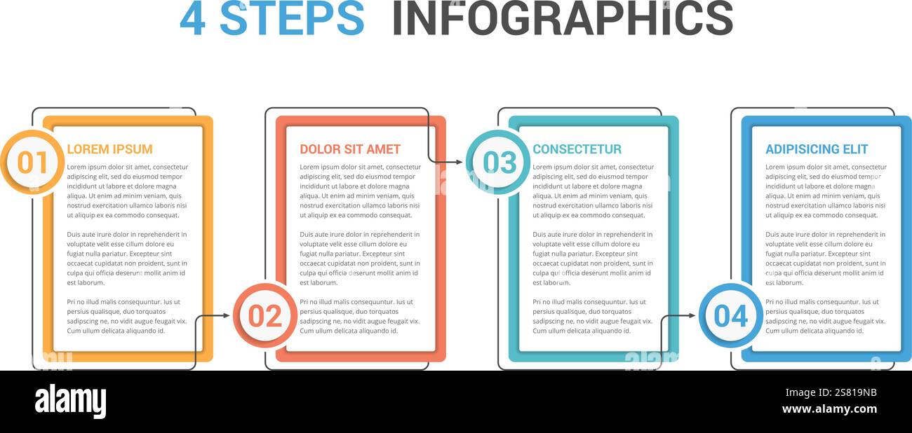 Infographic template with 4 steps, workflow, process chart, vector ...
