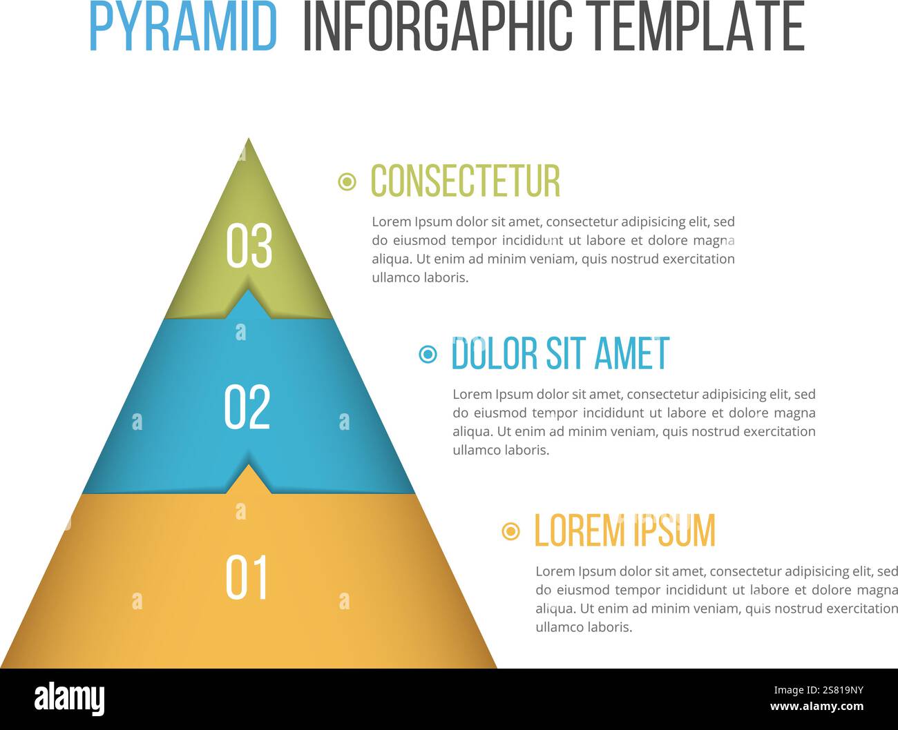 Pyramid infographic template with three elements, vector eps10 ...