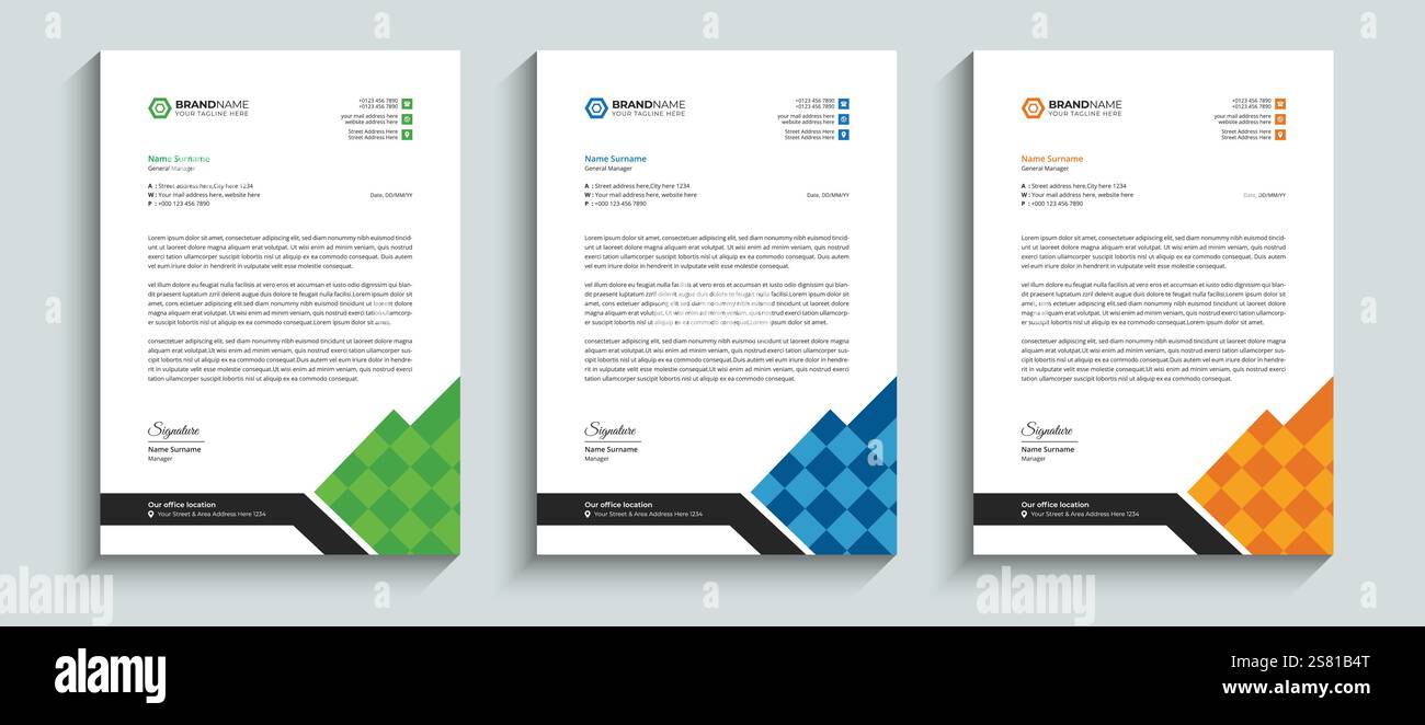 Abstract professional and creative business letterhead design template ...
