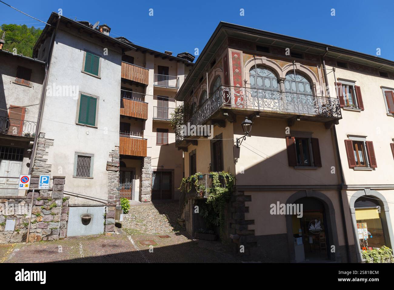 GROMO, ITALY - MAY 22, 2024: Street view of historical village with ...