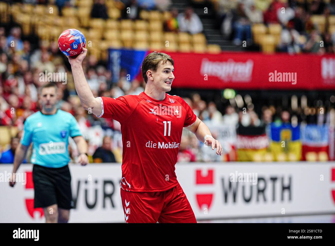 Felix Aellen (Schweiz, #11) DEN, Polen vs. Schweiz, Handball, IHF ...