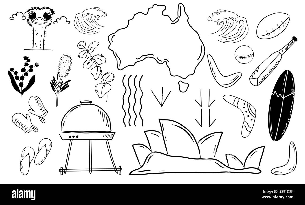 Doodle set with Australian symbols Stock Vector Image & Art - Alamy