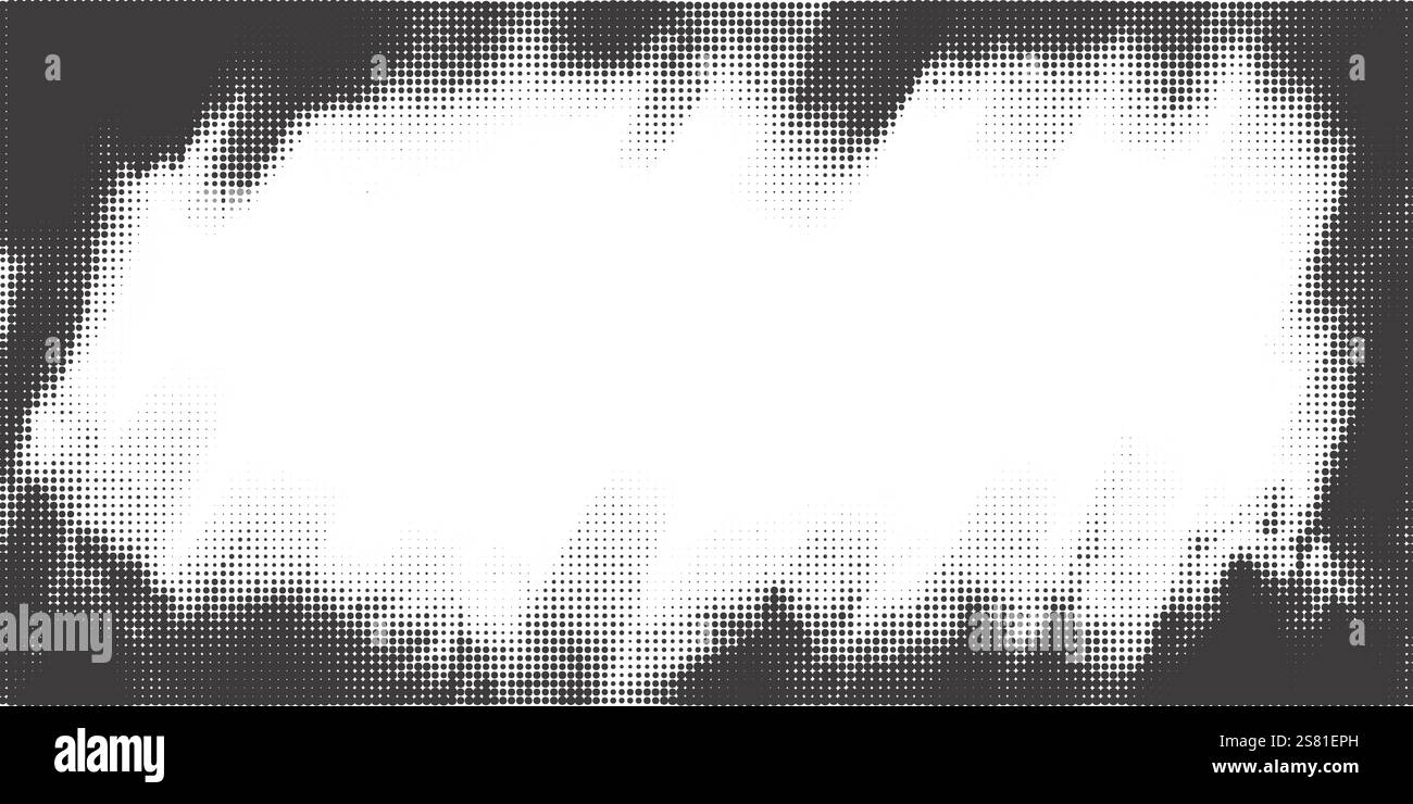 Halftone background with dotted texture. Vector gradient grunge frame ...