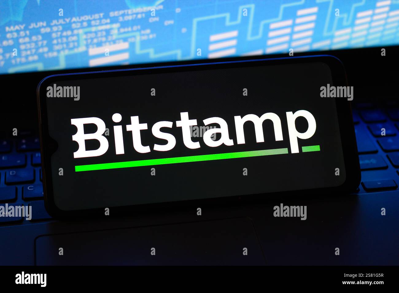 Canada. 20th Jan, 2025. In this photo illustration, the Bitstamp logo is seen displayed on a ...