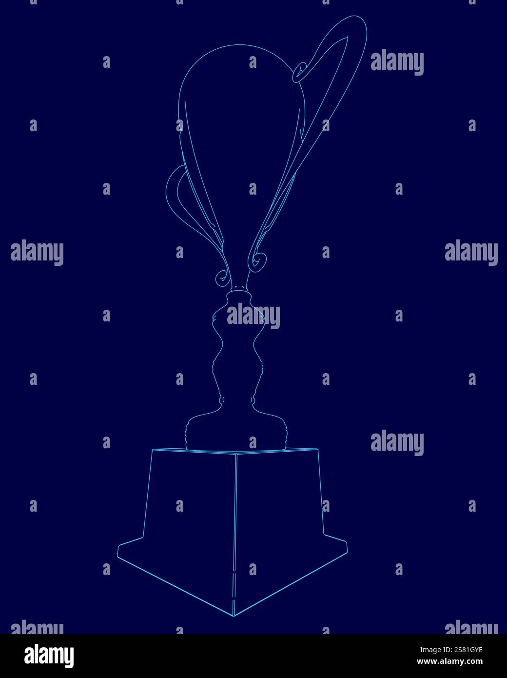 Blue image of a trophy with a blue background. The trophy is a ...