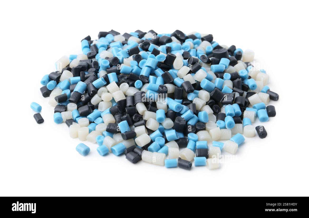 Pile of colorful plastic granules on white background Stock Photo - Alamy