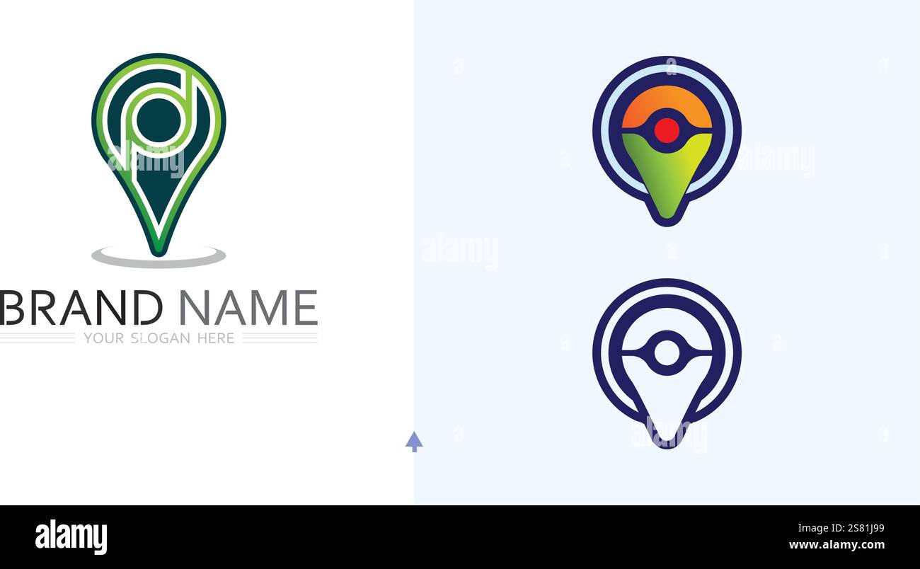 GPS and MAP logo navigator sign location symbol design vector ...