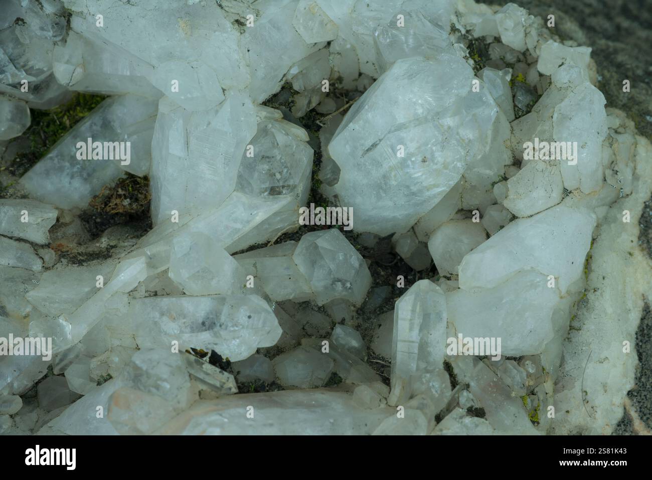 A collection of quartz crystals discovered inside a geode Stock Photo ...