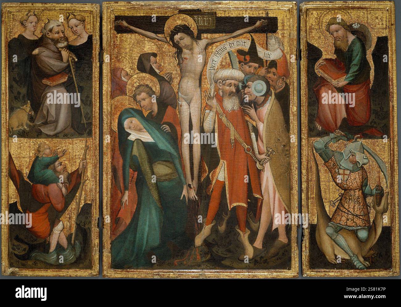 Anonymous - Triptych of the Crucifixion with Saints Anthony ...