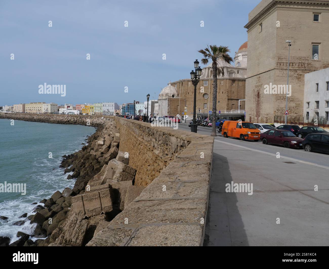 The curved waterfront and bank fortifications to the Atlantic with ...
