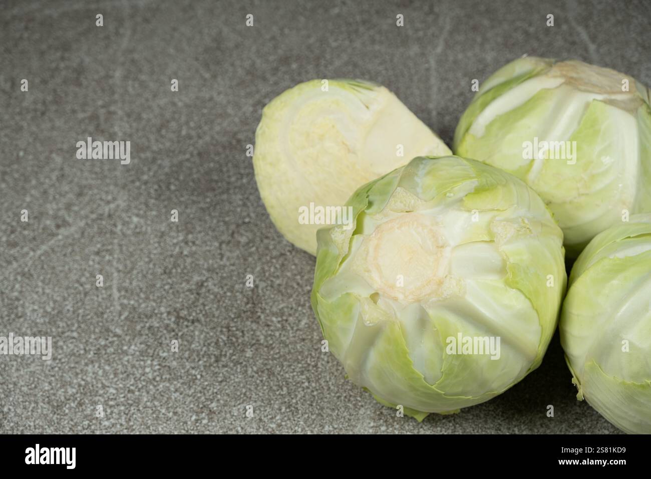 Whole heads of fresh white cabbage, place for text Stock Photo - Alamy
