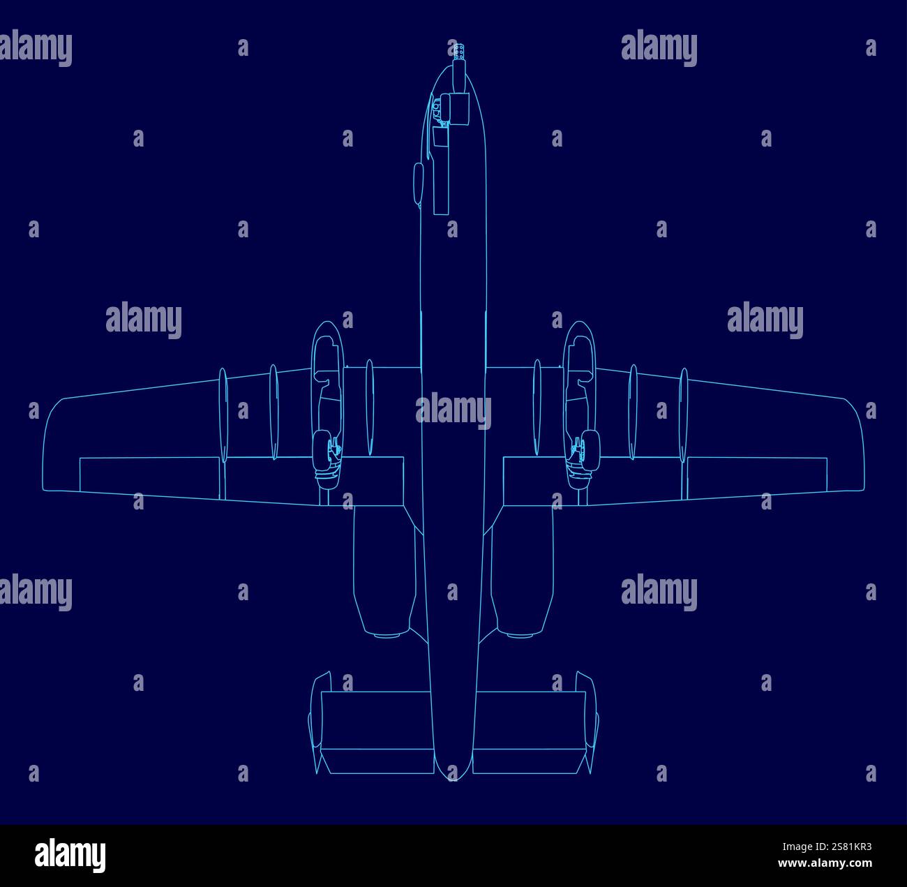 Blue airplane is shown in a blue drawing. The airplane is a fighter jet ...