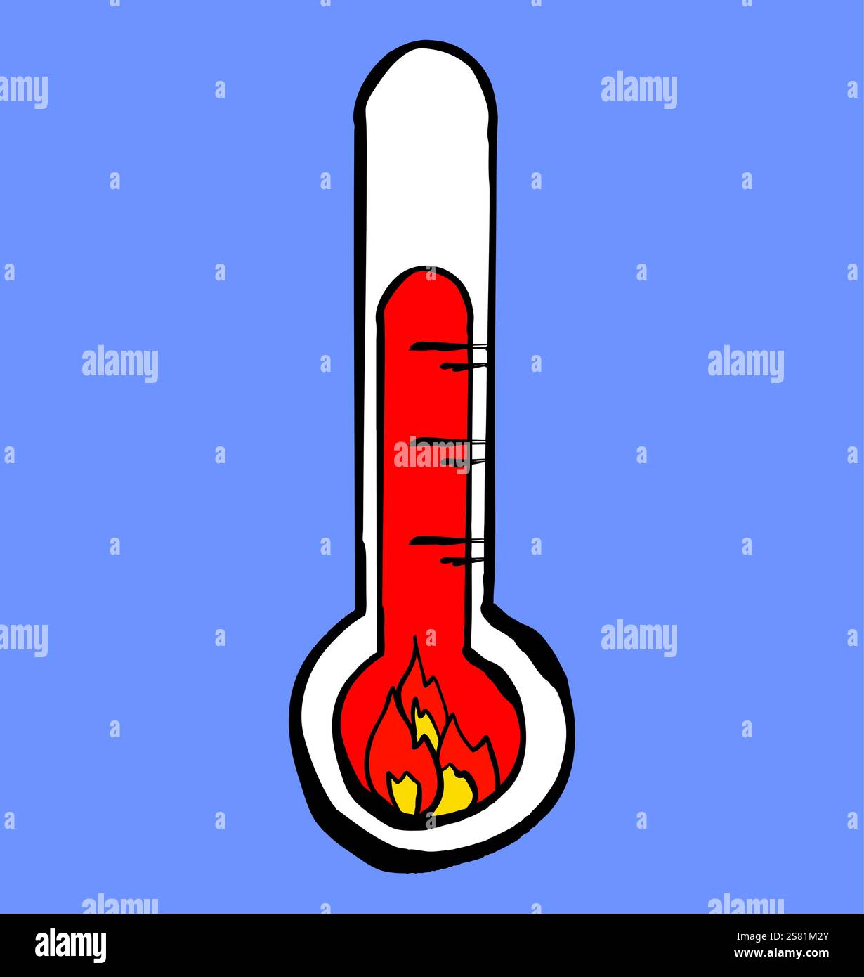 Thermometer showing increasing temperature with fire burning inside on ...