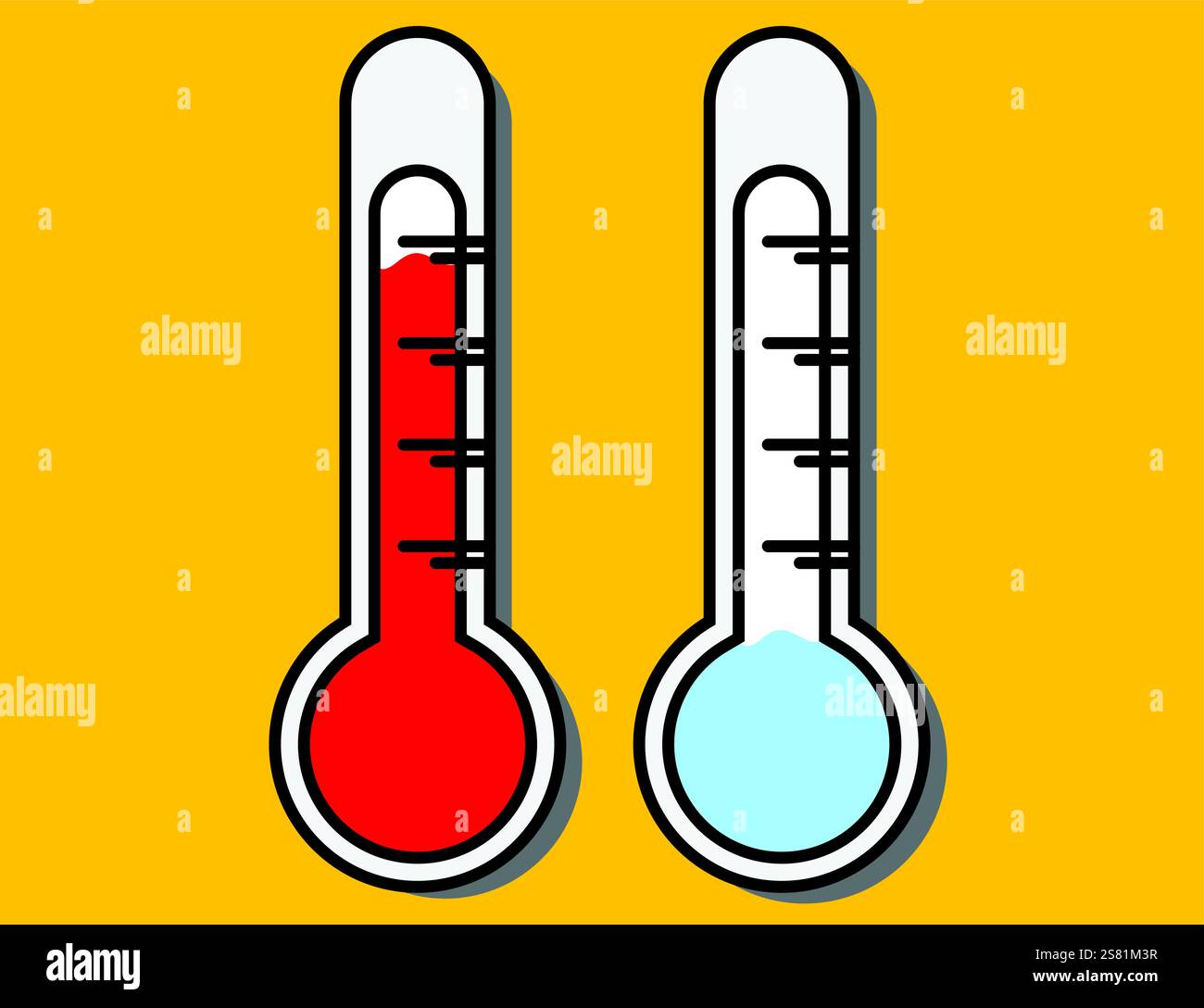 PrintTwo thermometers showing hot and cold temperatures Stock Vector ...