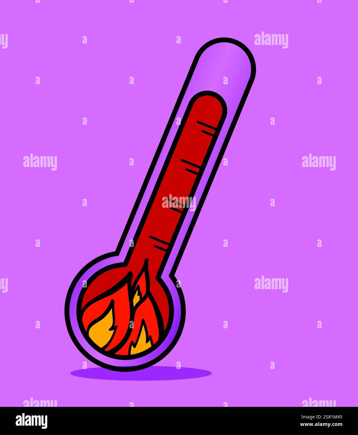 Thermometer showing increasing temperature with fire burning inside on ...