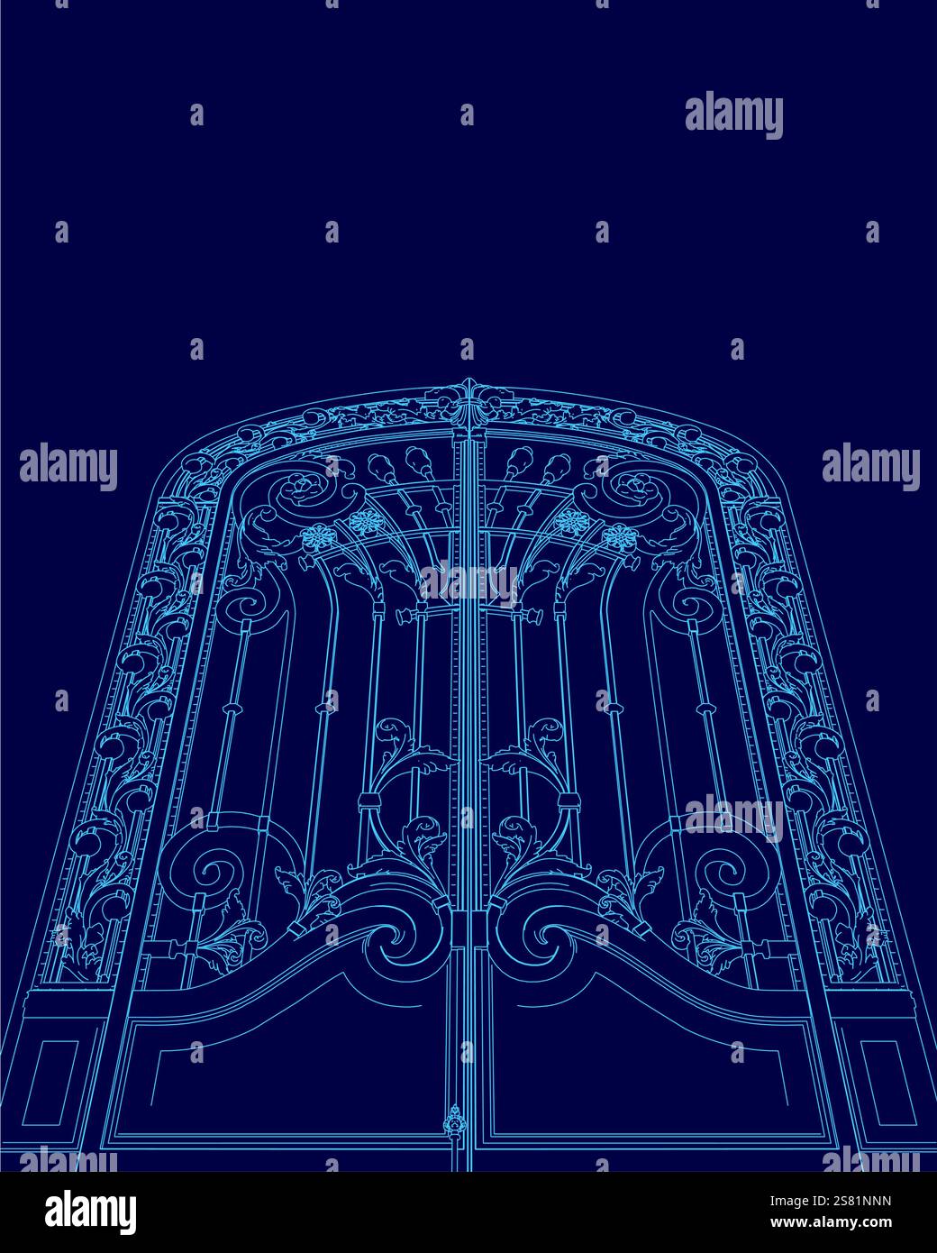 The blue image of a gate is a stylized rendering of a gate with a blue ...