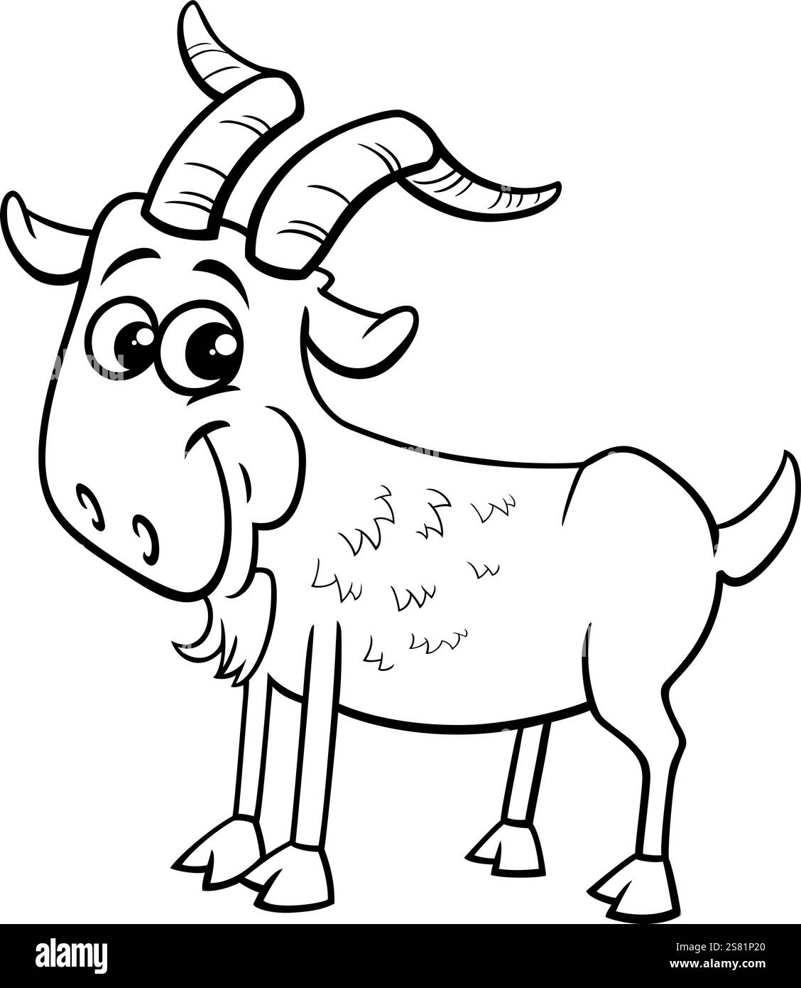 Cartoon illustration of funny ibex comic animal character coloring page ...