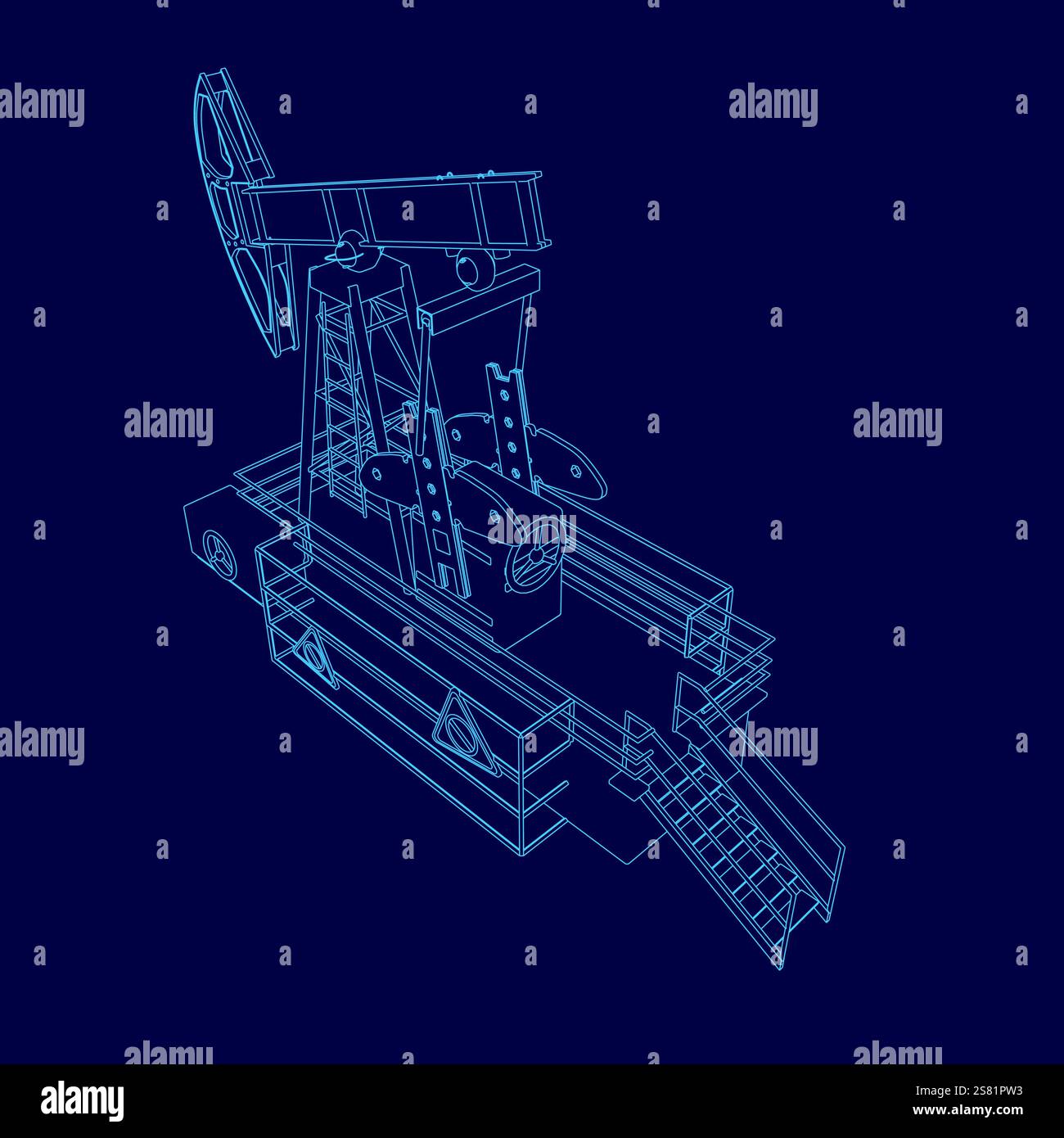 Blue drawing of a pump oil outline. The drawing is in blue and is very ...