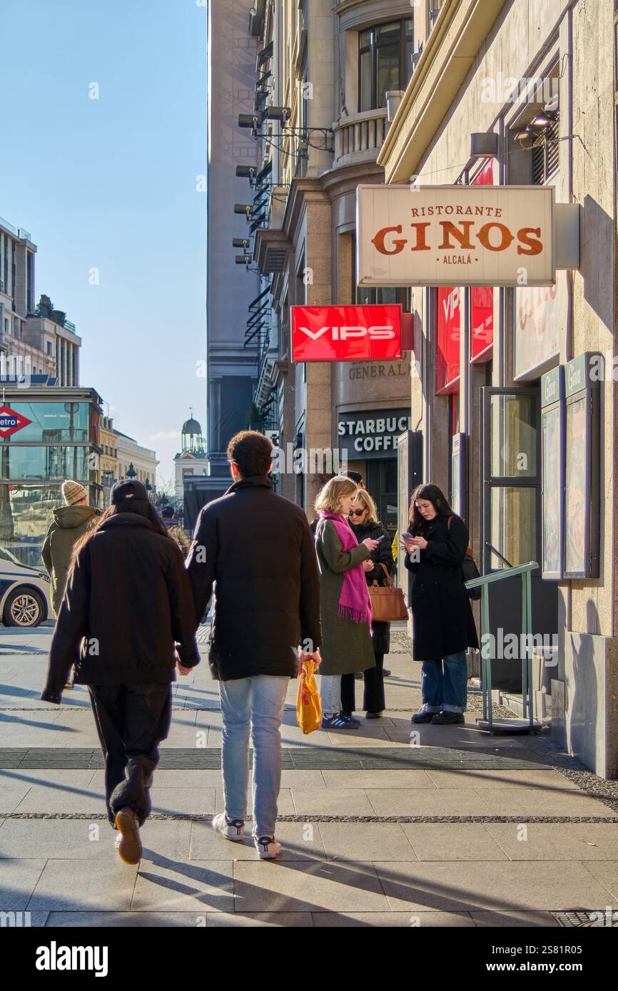 Madrid, Spain - January 20, 2025: A busy street in Madrid with visible ...