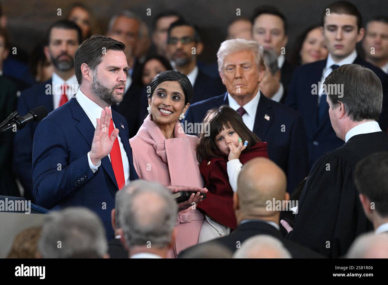Dc, United States. 20th Jan, 2025. J.D. Vance is sworn in as the US ...