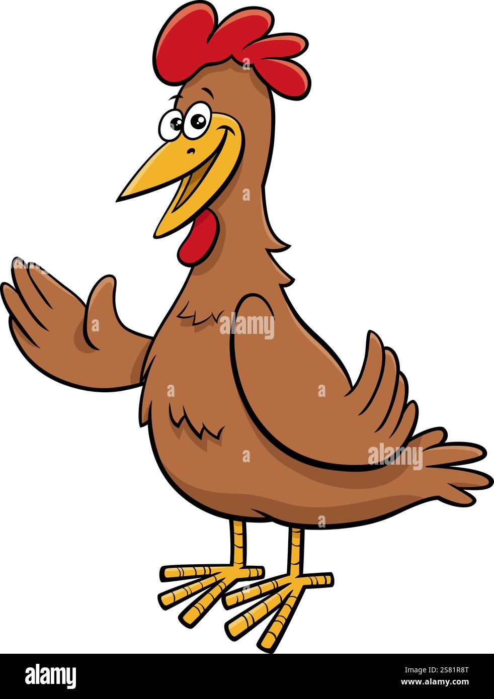 Cartoon illustration of hen or female chicken bird farm animal ...