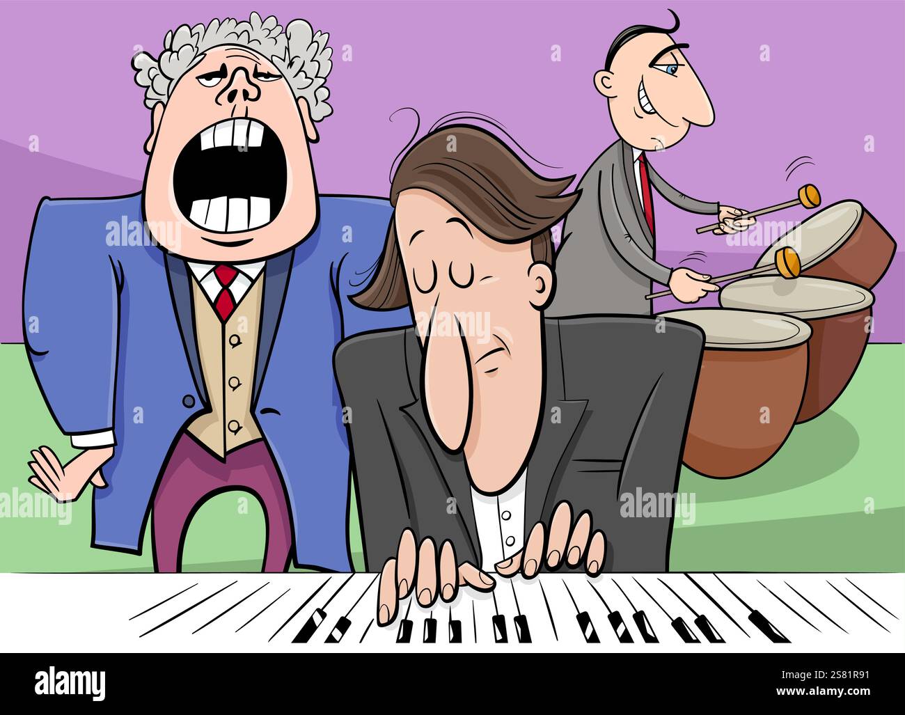 Cartoon illustration of funny musicians band playing a concert Stock ...