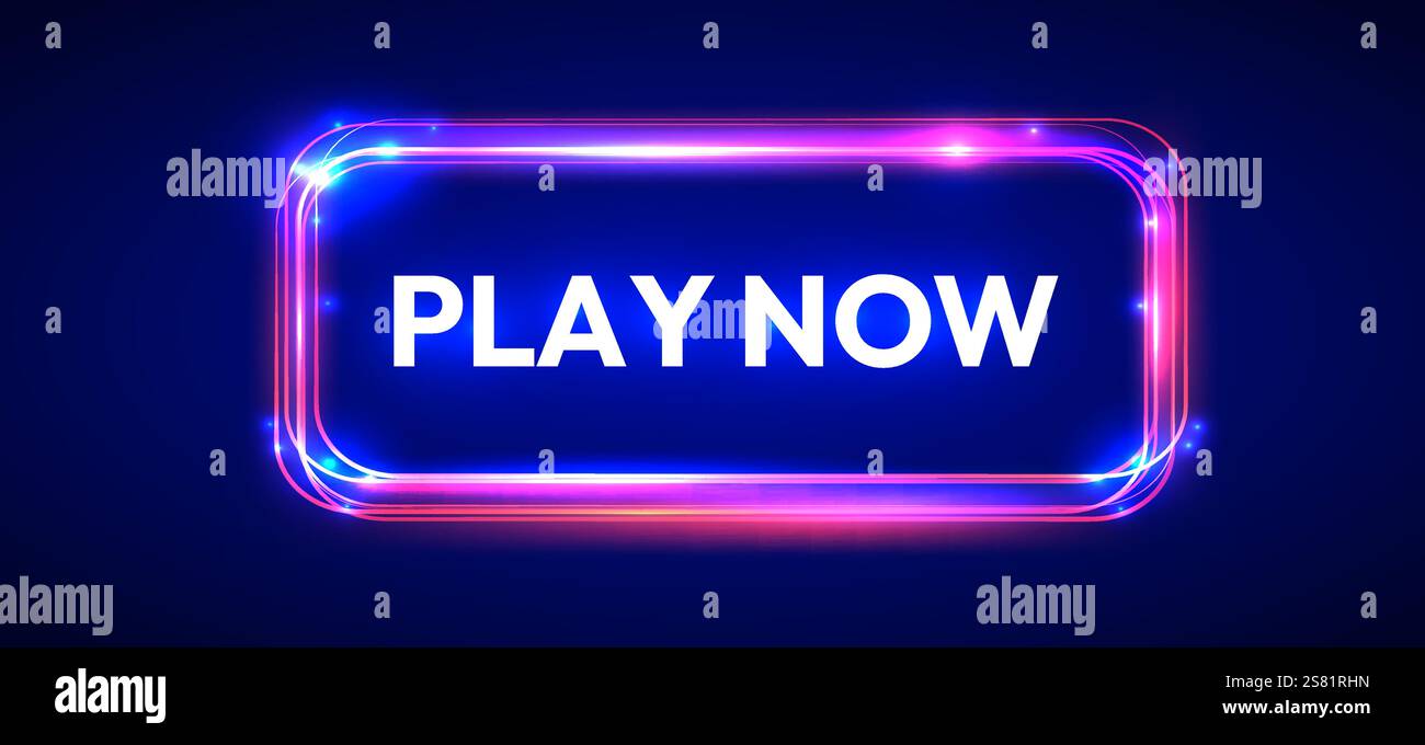 Neon button Play Now. Vector illustration Stock Vector Image & Art - Alamy