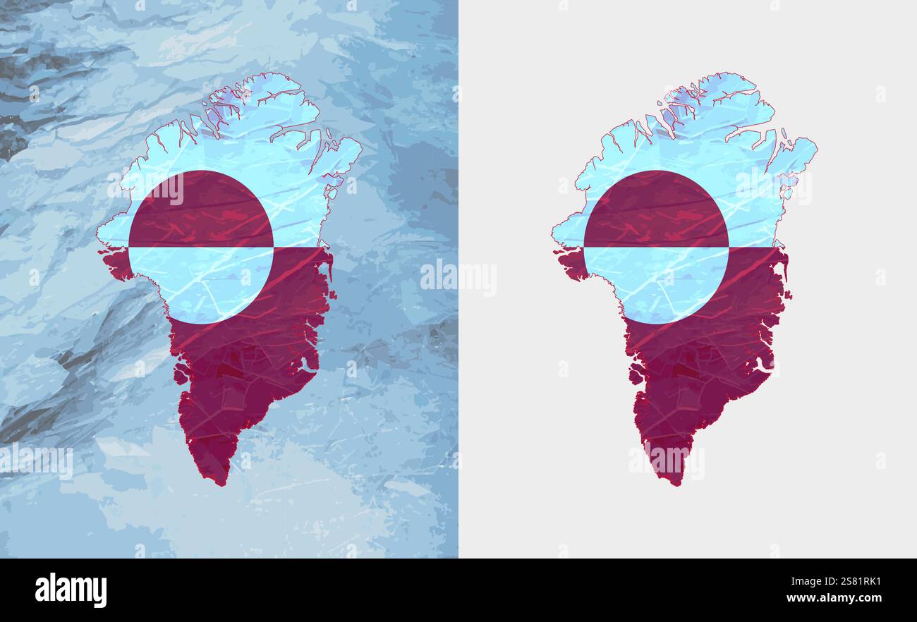 Greenland map with Greenland flag. Independence concept. Ice background Stock Vector Image & Art ...