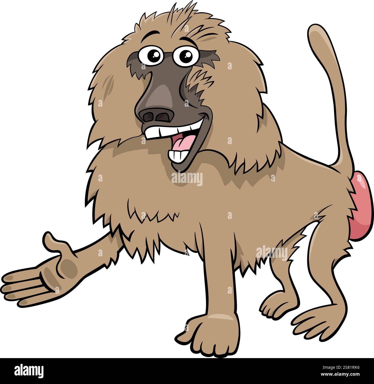 Cartoon illustration of happy baboon monkey wild animal character Stock ...