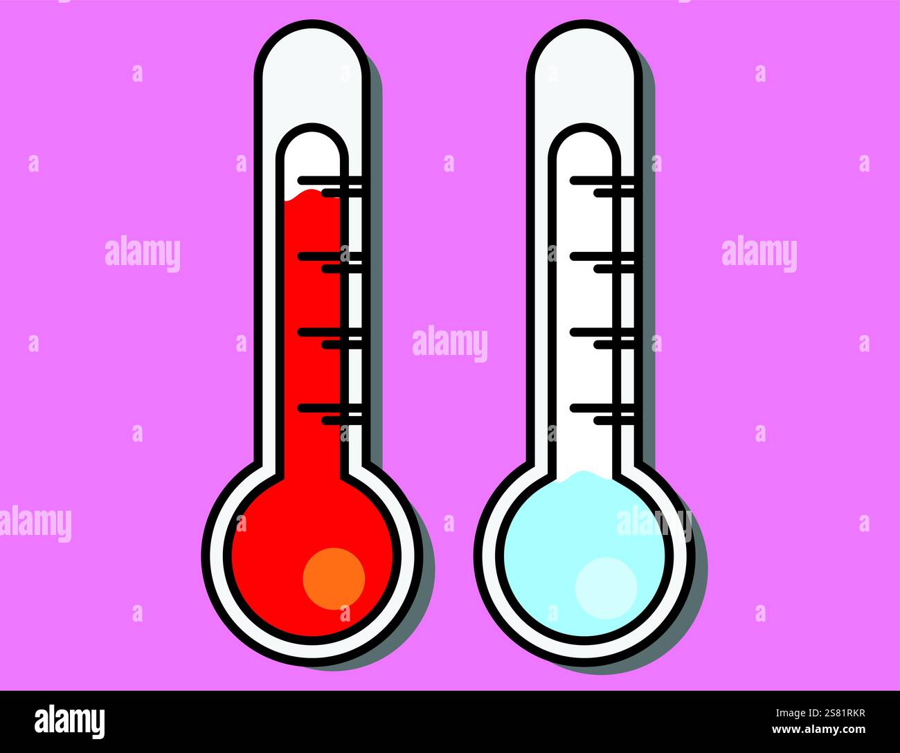 PrintTwo thermometers showing hot and cold temperatures Stock Vector ...