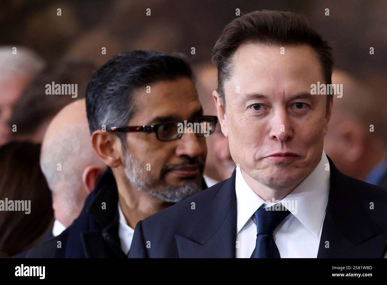 Elon Musk and Google CEO Sundar Pichai attend the presidential ...