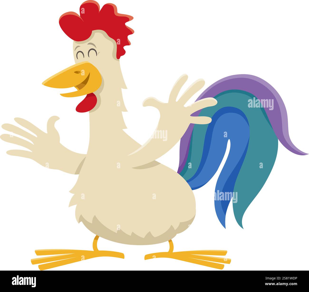 Cartoon illustration of happy rooster farm animal comic character Stock ...