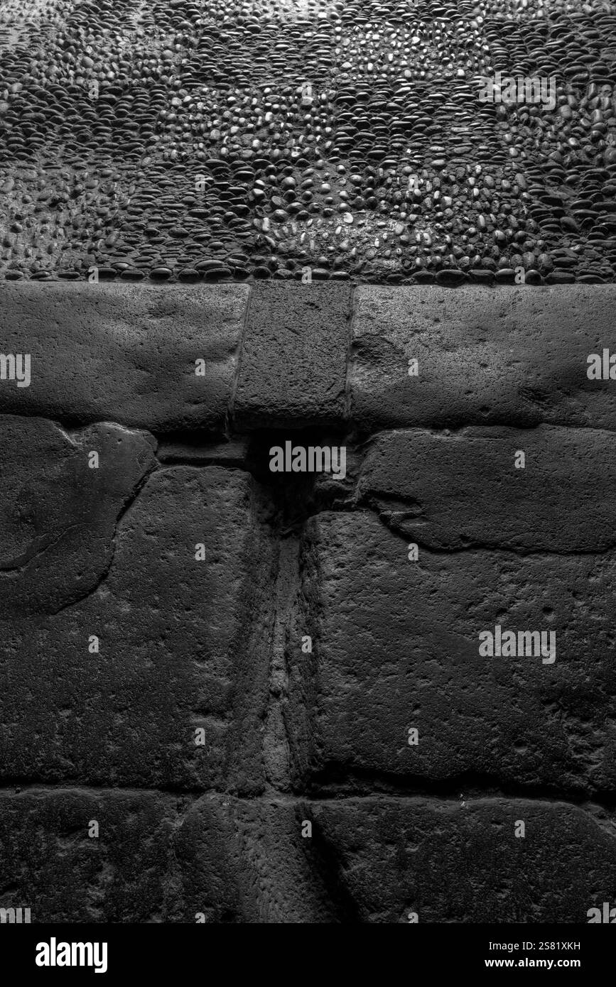 Cobbles and drainage channel in pavement, Funchal, Madeira, Portugal ...