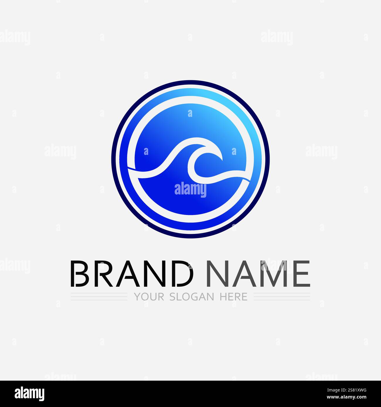 wave and water Isolated round shape logo Blue color Sea, ocean, river ...