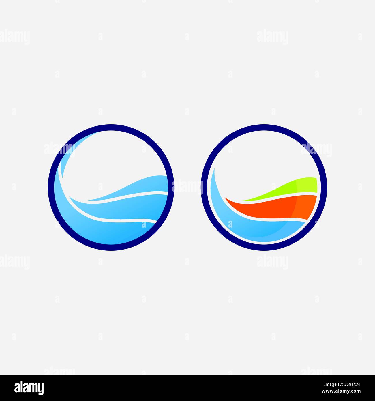 wave and water Isolated round shape logo Blue color Sea, ocean, river ...